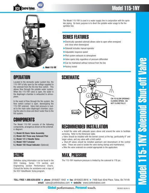 Model Sheet (PDF) - OCV Control Valves