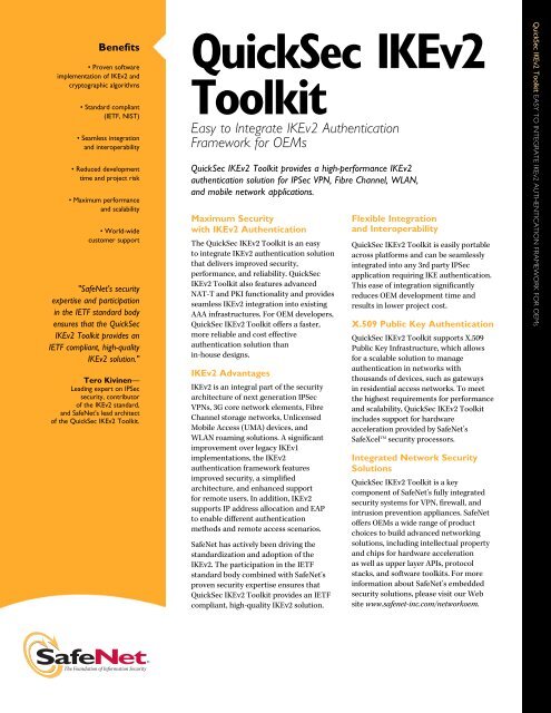 QuickSec IKEv2 Toolkit - SafeNet