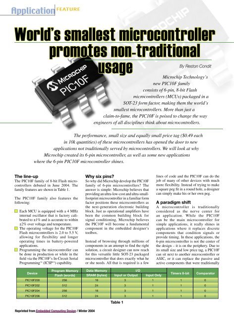 Microchip Worlds Smallest Microcontroller Promotes Non Traditional