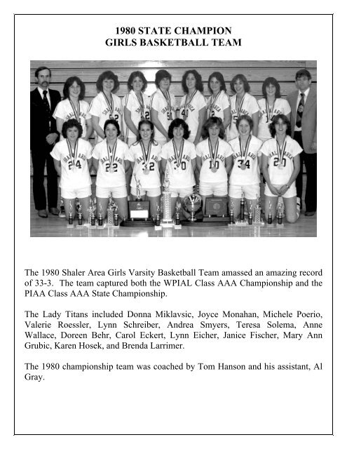 2004 Hall of Fame Program - Shaler Area School District