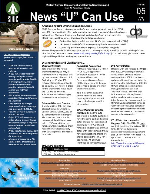May 2012 Newsletter.pdf - SDDC - U.S. Army