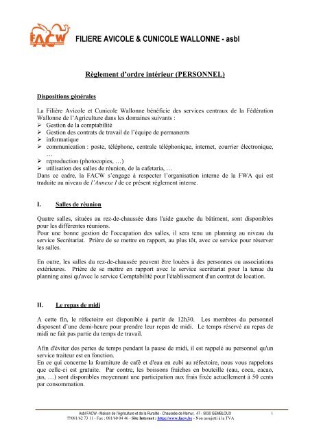 Règlement d ordre intérieur pour le Département d Informatique