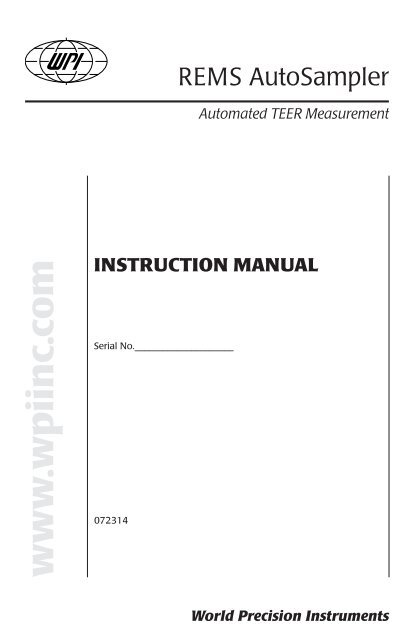 REMS AutoSampler Instruction Manual - World Precision Instruments