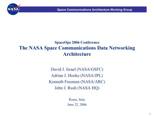The NASA Space Communications Architecture Working Group