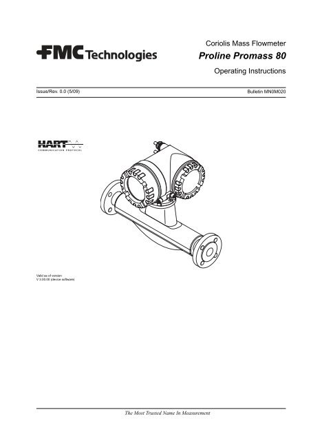 Proline Promass 80 (BA) - FMC Technologies