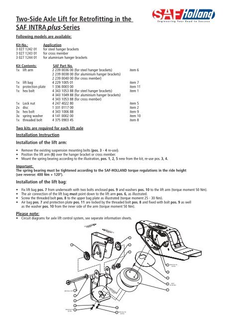 Two-Side Axle Lift for Retrofitting in the SAF INTRA ... - saf-holland