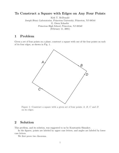 To Construct a Square with Edges on Any - Physics - Princeton ...