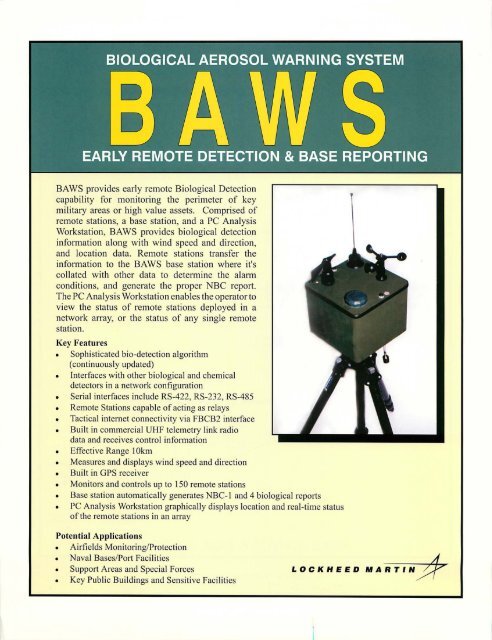 BAWS (Biological Aerosol Warning System) - Librascope Memories