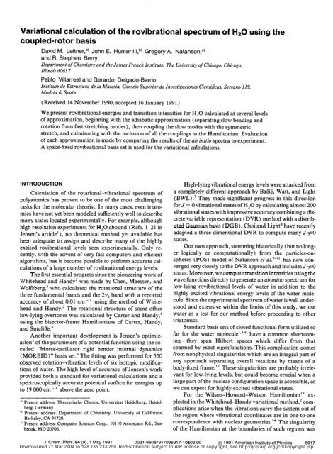 Variational calculation of the rovibrational ... - R. Stephen Berry