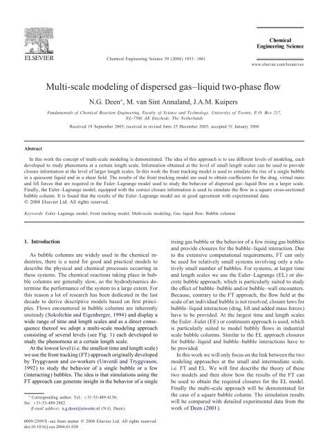 Multi-scale modeling of dispersed gasâ liquid two-phase ow - FCRE