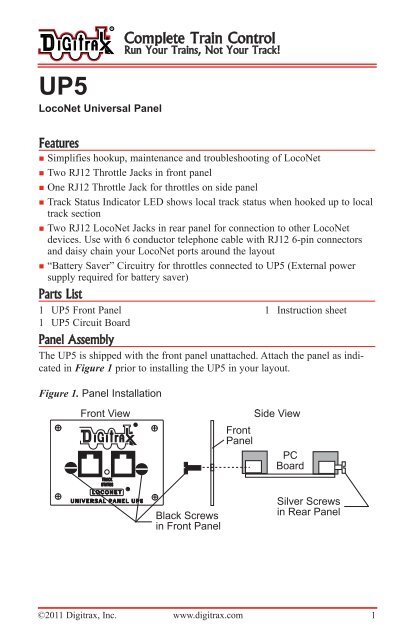 Instruction Sheet - Digitrax, Inc.
