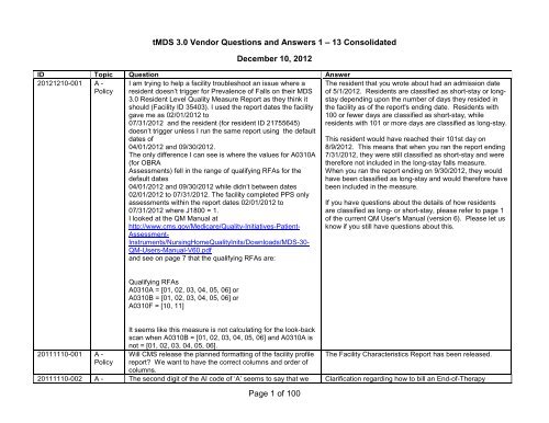 MDS 3.0 Vendor Questions and Answers 1 â 13 Consolidated