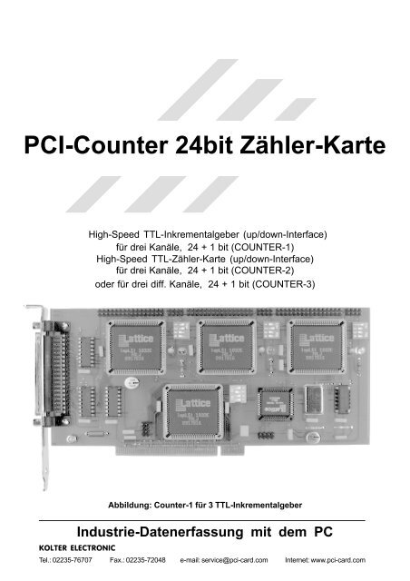 PCI-Counter 24bit ZÃ¤hler-Karte - Kolter Electronic