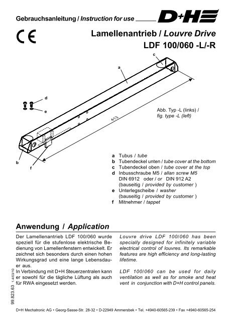Lamellenantrieb / Louvre Drive LDF 100/060 -L/-R - D+H Mechatronic