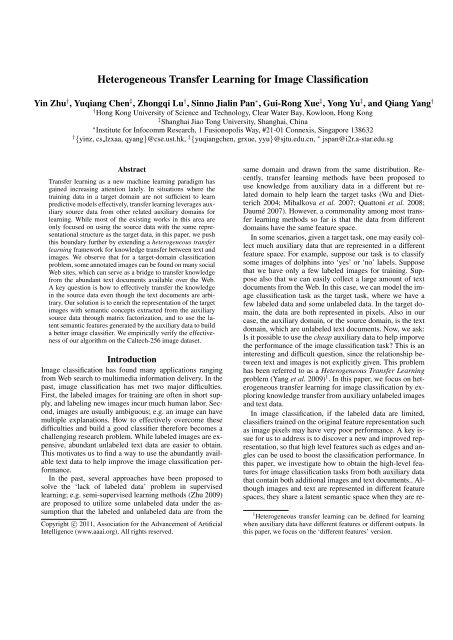 Heterogeneous Transfer Learning for Image Classification