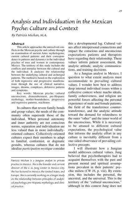 Analysis and Individuation in the Mexican Psyche - CG Jung Institute ...