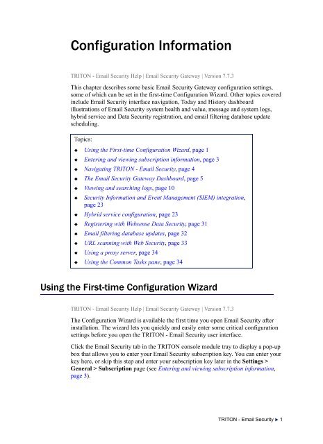 Websense Email Security Gateway Configuration Information