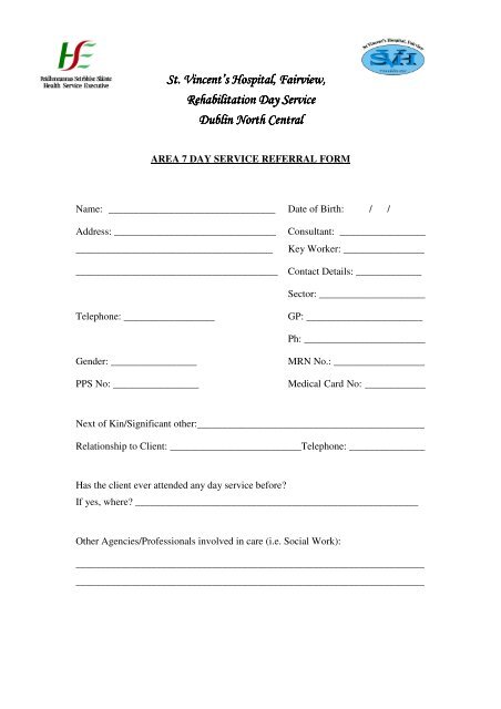 Rehabilitation Day Service Referral Form - St Vincent's Hospital ...