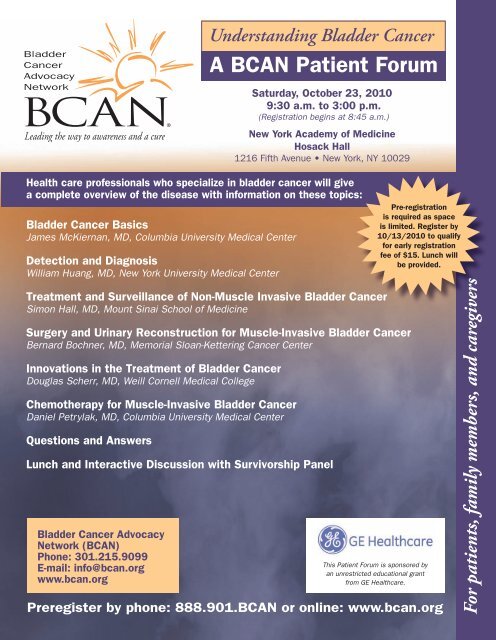 A BCAN Patient Forum - Bladder Cancer Advocacy Network