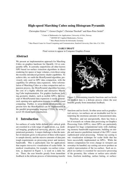 High-speed Marching Cubes using Histogram Pyramids ... - Sintef