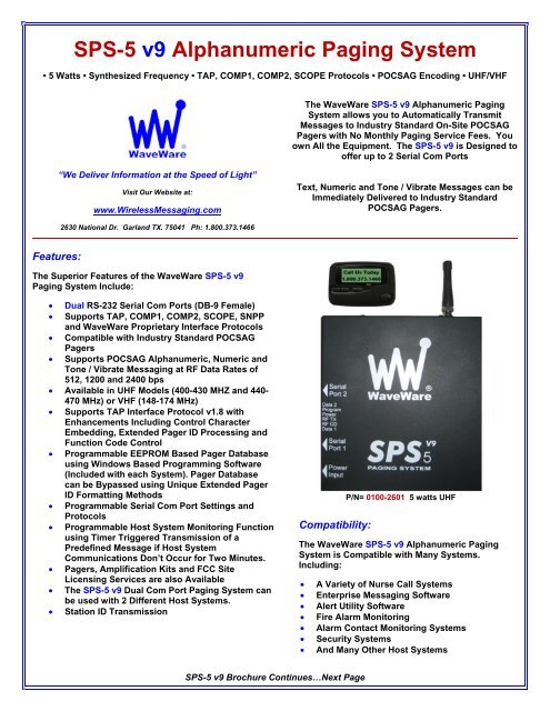SPS-5 v9 Alphanumeric Paging System - Waveware Technologies