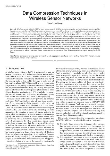 Data Compression Techniques in Wireless Sensor Networks