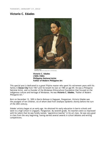Victorio C. Edades - Philippine Culture