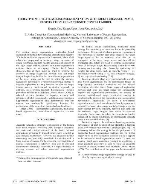 iterative multi-atlas based segmentation with multi-channel image ...