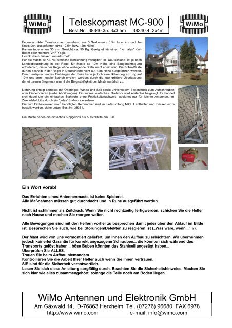 WiMo Antennen und Elektronik GmbH Teleskopmast MC-900