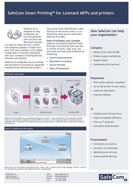 SafeCom Go for Lexmark