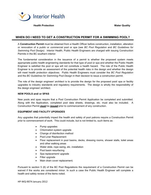 when you need to apply for a construction permit - Interior Health