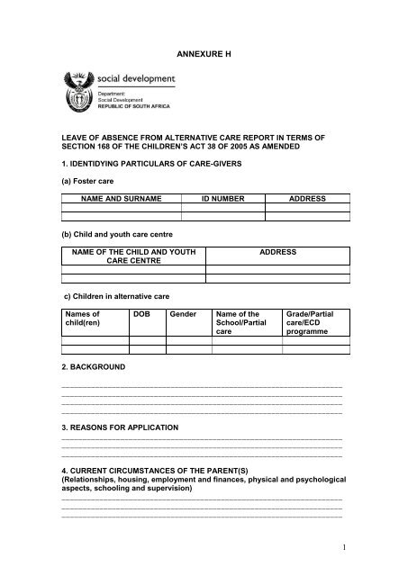 Annexure H Application for Leave of Absence in Alternative Care (2)