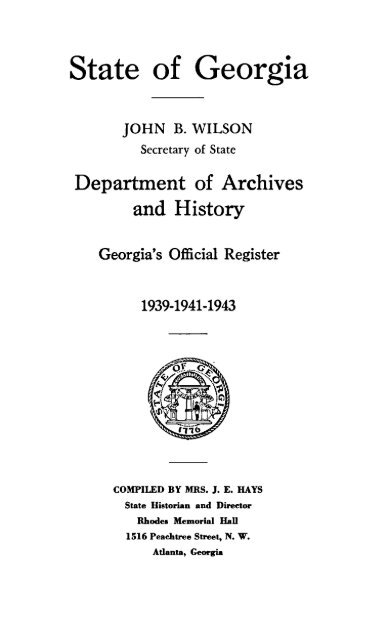 State of Georgia - the Digital Library of Georgia - University System ...