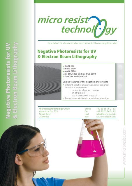Negative Photoresists for UV & Electron Beam Lithography