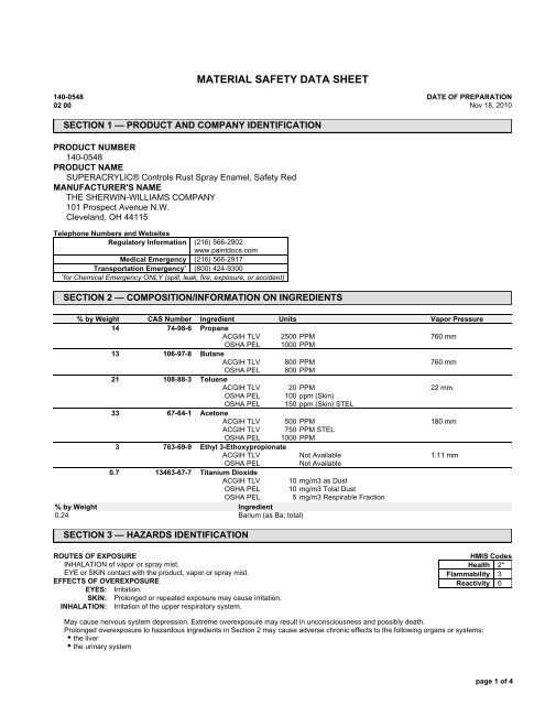 SW SUPERACRYLICÂ® Controls Rust Spray Enamel Safety Red