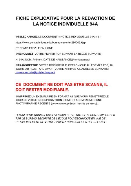 fiche explicative pour la redaction de la notice individuelle 94a