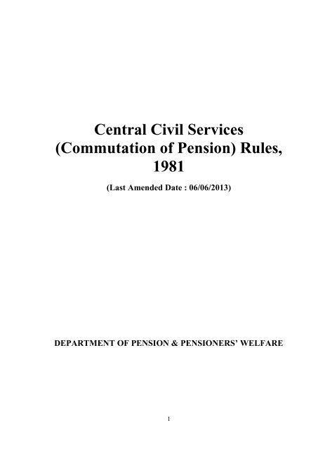 Central Civil Services (Commutation of Pension) Rules, 1981