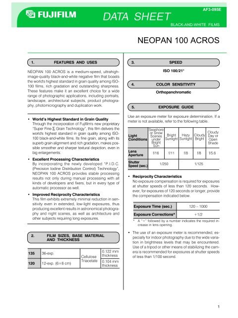 NEOPAN 100 ACROS - Digitaltruth Photo