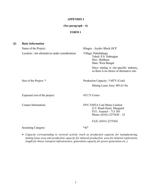 FORM 1 - West Bengal Pollution Control Board