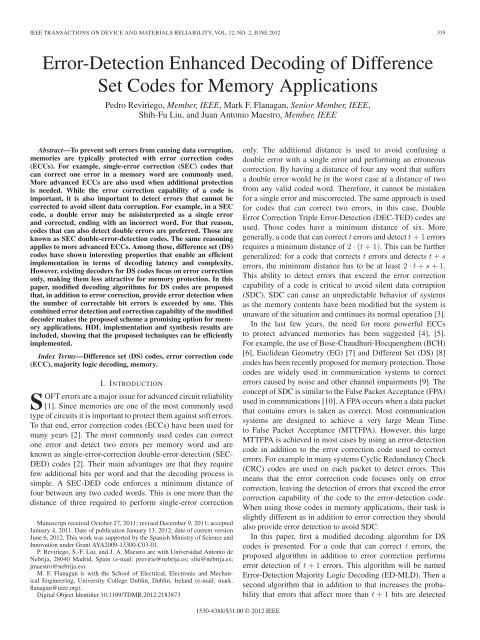 Error-Detection Enhanced Decoding of Difference Set ... - IEEE Xplore
