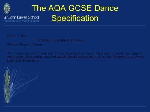 The AQA GCSE Dance Specification