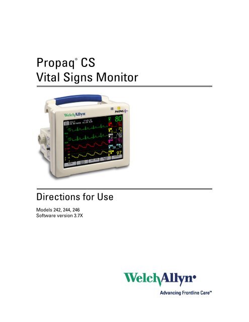 Directions for Use - Propaq CS Vital Signs Monitor - Welch Allyn