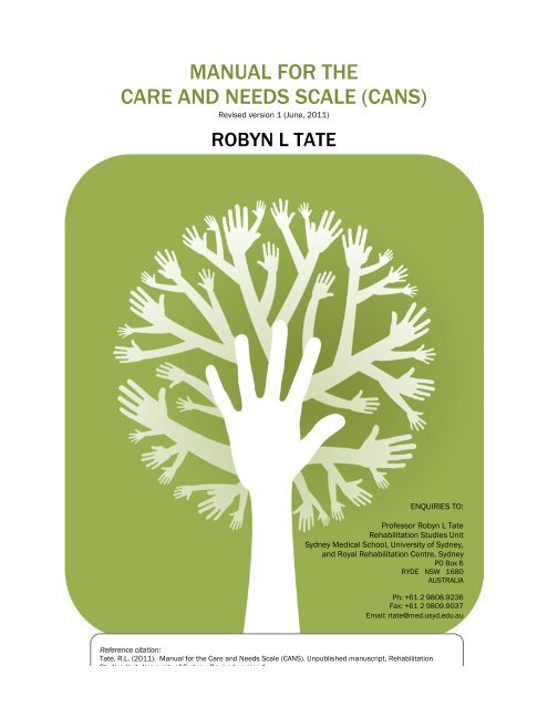 manual for the care and needs scale (cans) - Rehabilitation Studies ...