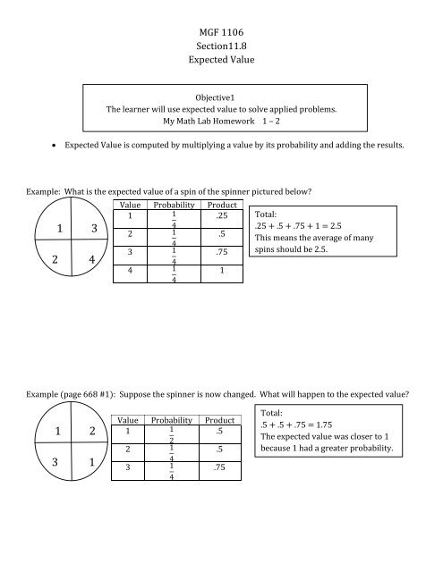 Mgf 1106 Section11 8 Expected Value