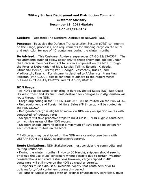 Military Surface Deployment and Distribution ... - SDDC - U.S. Army