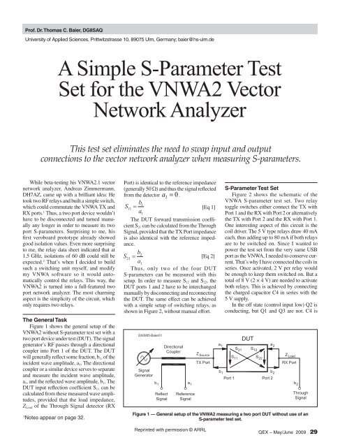 A Simple S-Parameter Test Set for the VNWA2 Vector ... - SDR-Kits