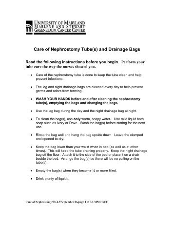 Nursing Management of Patients with Nephrostomy Tubes ...