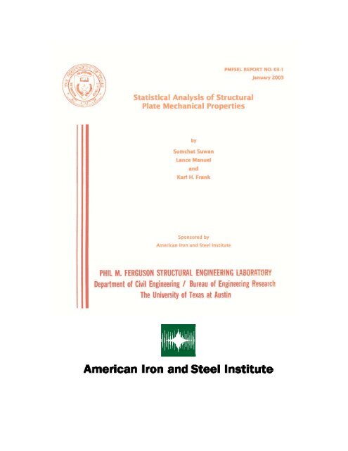 Statistical Analysis of Structural Plate Mechanical Properties (Part 1)