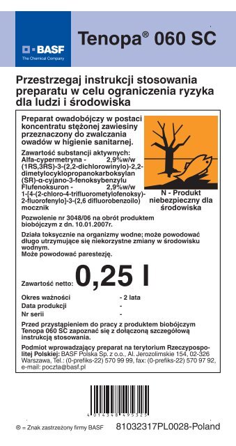 Tenopa® 060 SC - BASF Pest Control Solutions Polska - BASF Polska