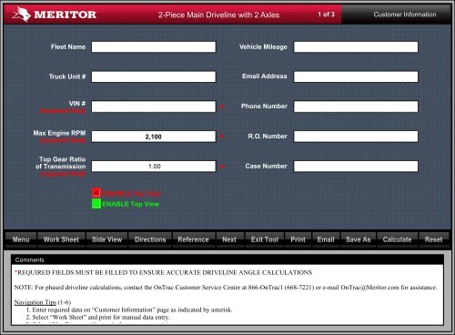 2 Piece Main Driveline 2 Axles - Meritor